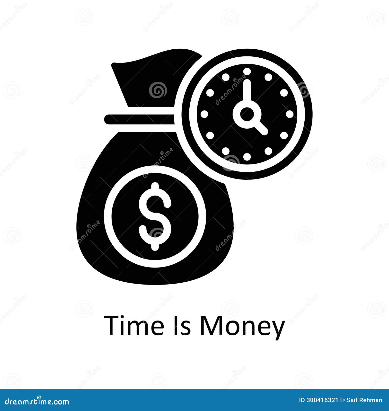Time is Money Vector Solid Icon Design Illustration. Business and ...