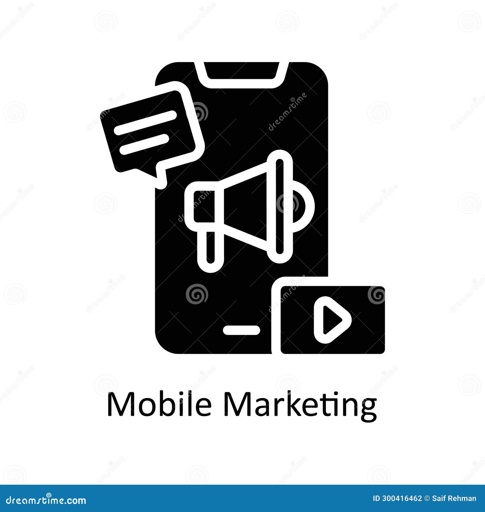 Mobile Marketing Vector Solid Icon Design Illustration. Business and ...