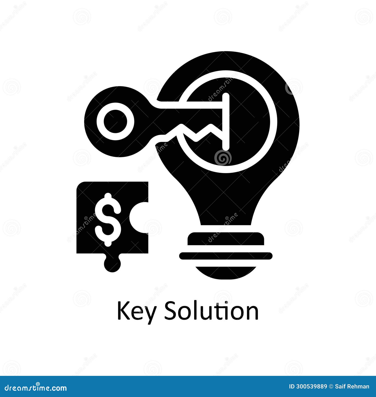 Key Solution Vector Solid Icon Design Illustration. Business and Management Symbol on White ...