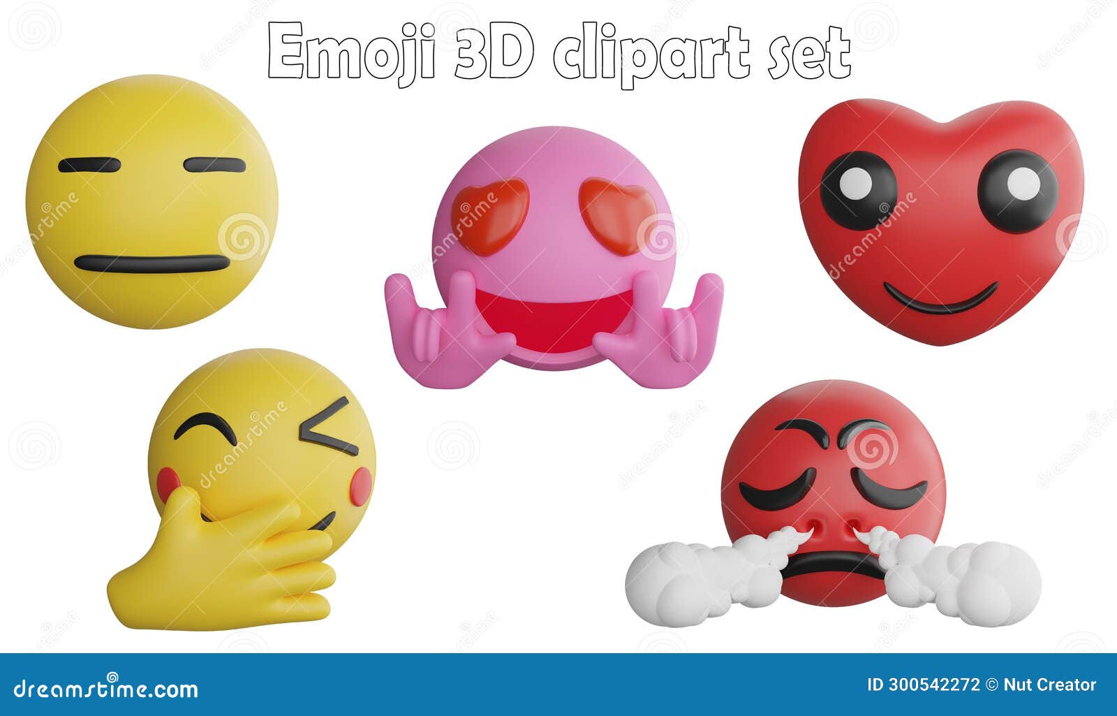 Emoji Clipart Element ,3D Render Emoji And Emoticon Concept Isolated On ...