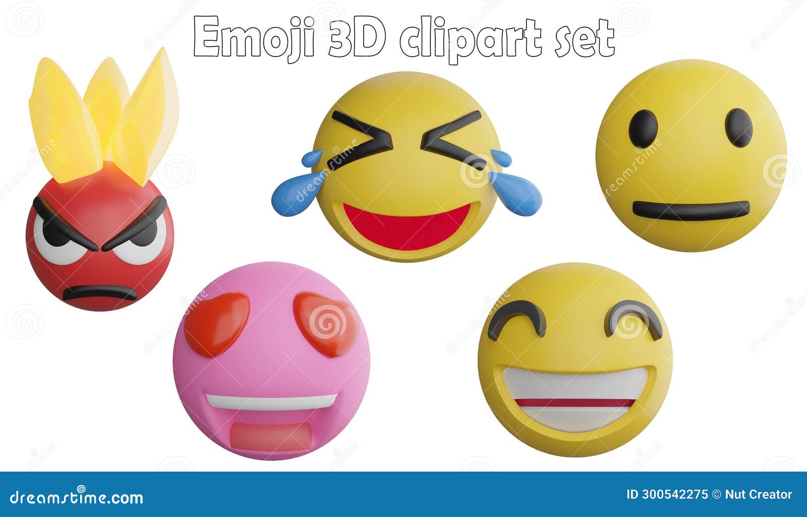Emoji Clipart Element ,3D Render Emoji And Emoticon Concept Isolated On ...