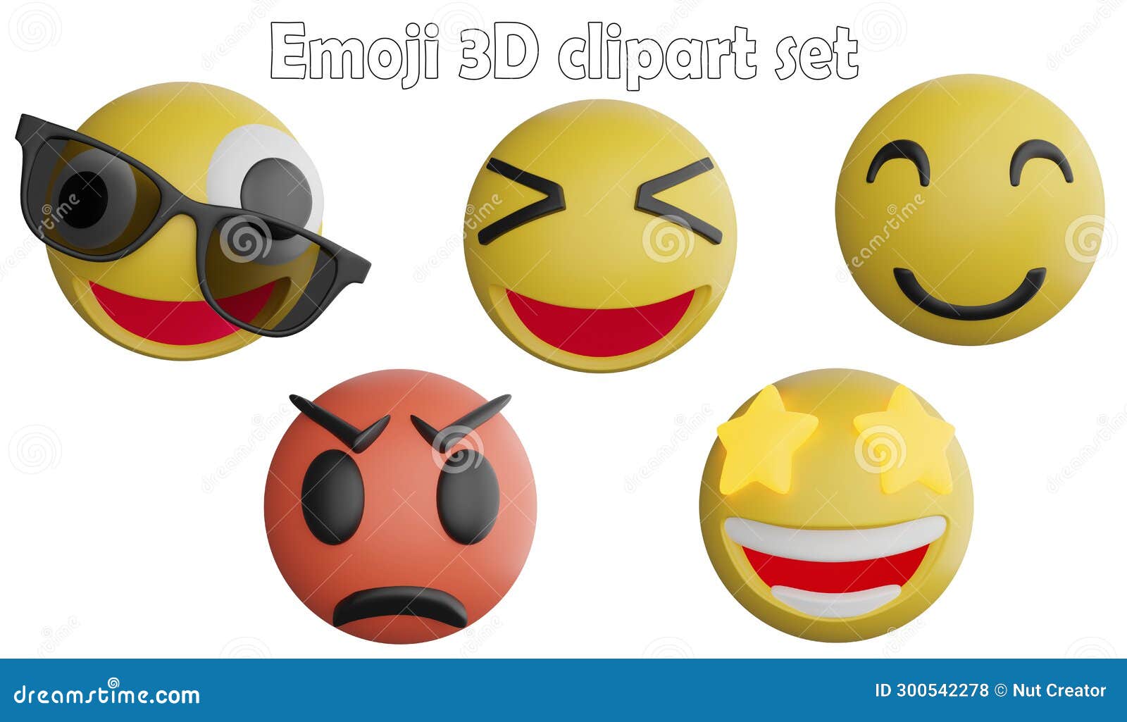 Emoji Clipart Element ,3D Render Emoji And Emoticon Concept Isolated On ...