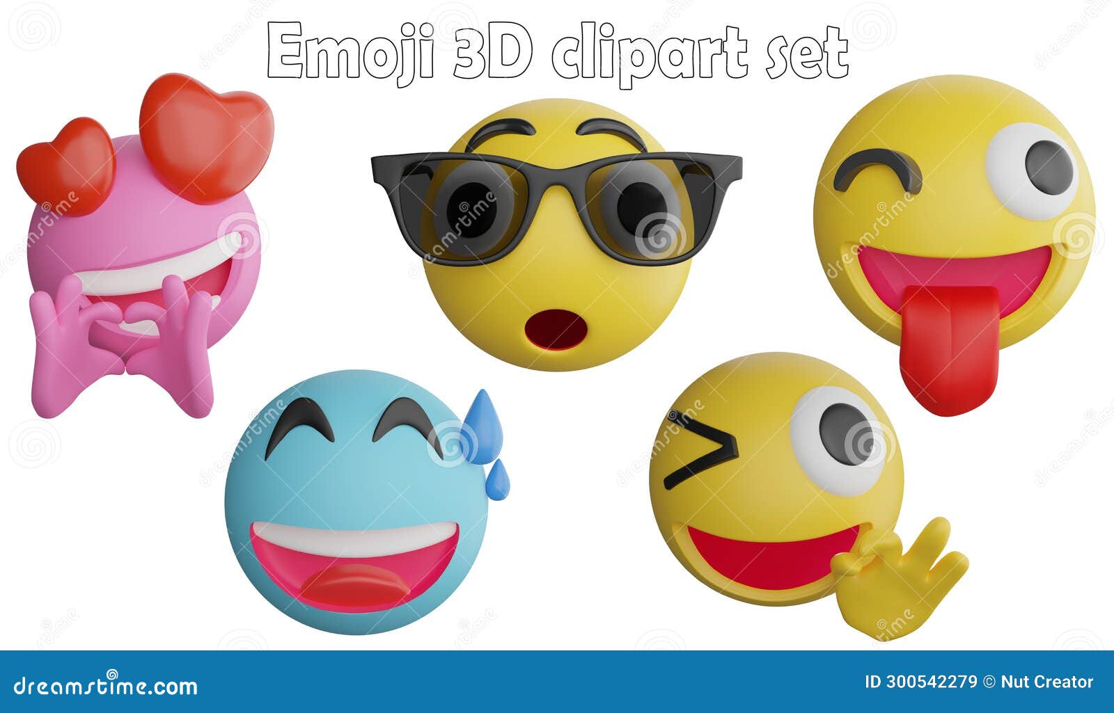 Emoji Clipart Element ,3D Render Emoji And Emoticon Concept Isolated On ...
