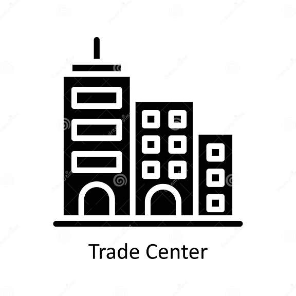 Trade Center Vector Solid Icon Design Illustration. Business and ...