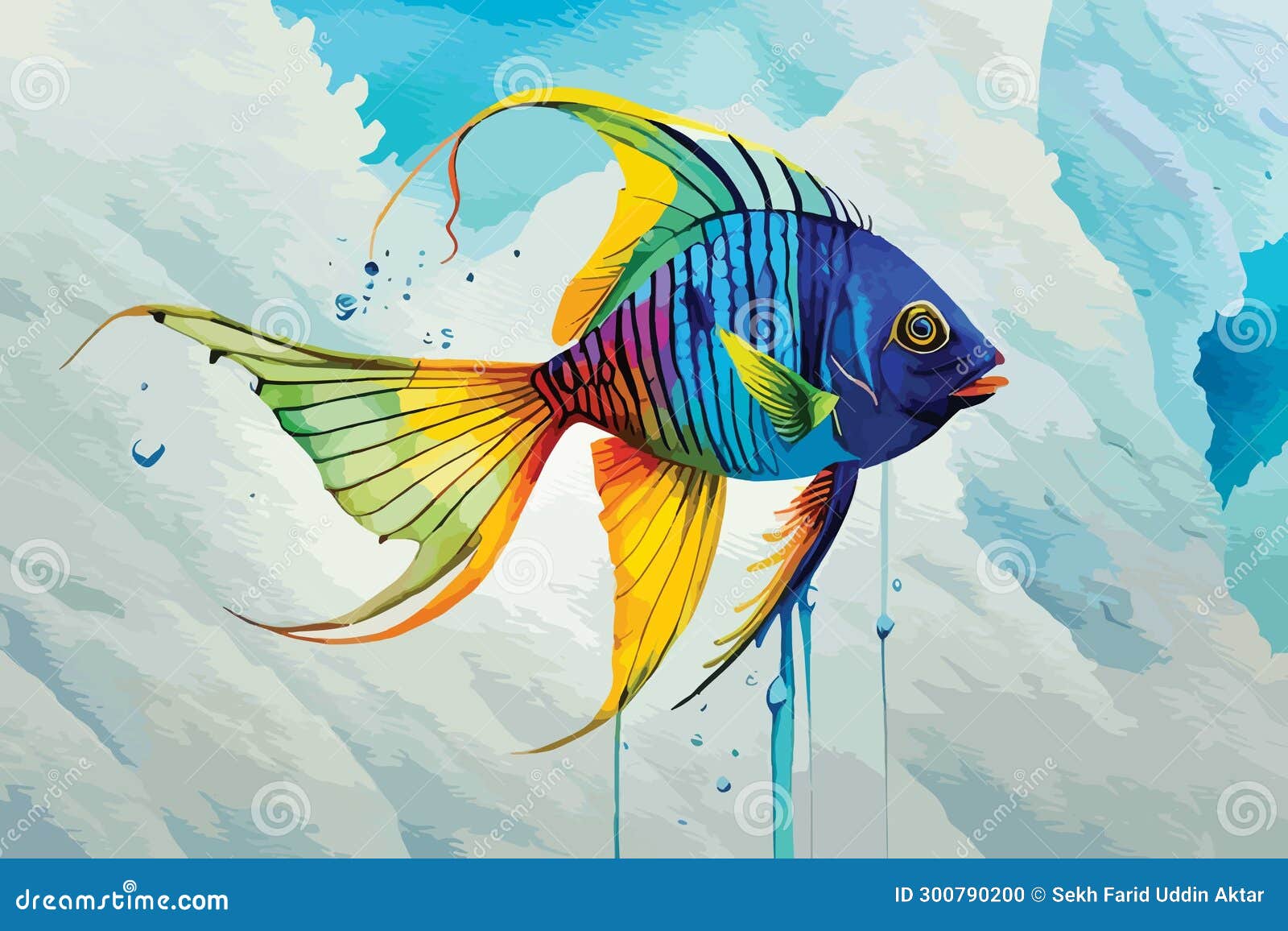 Angelfish Watercolor Art and Illustration Created with AI Use Any Kinds ...