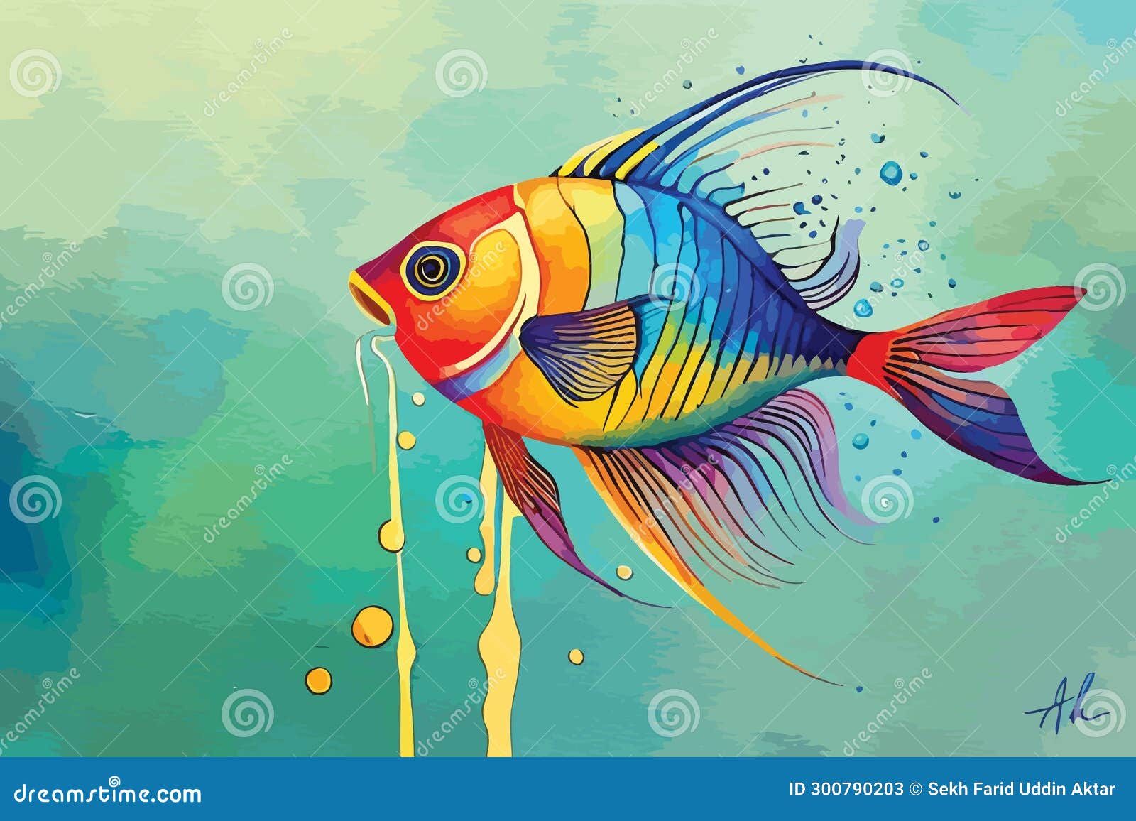 Angelfish Watercolor Art and Illustration Created with AI Use Any Kinds ...