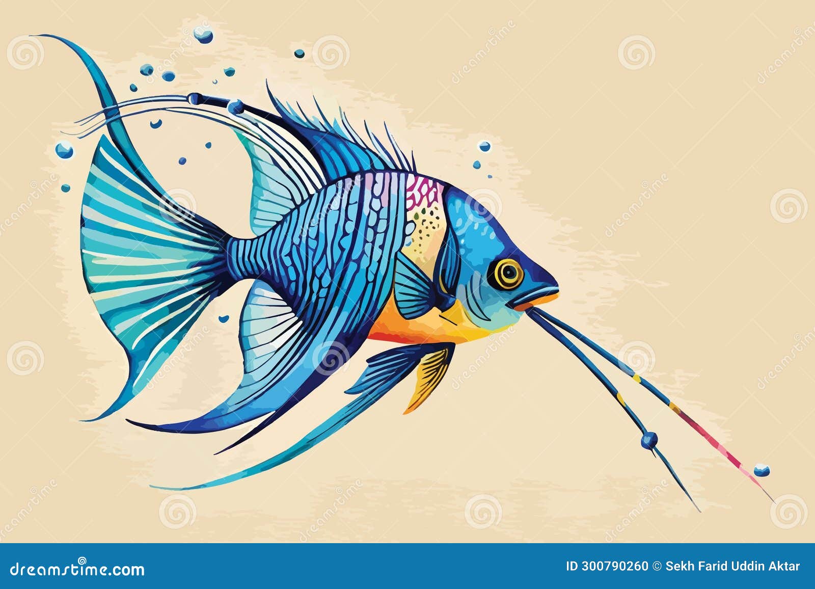 Angelfish Watercolor Art and Illustration Created with AI Use Any Kinds ...