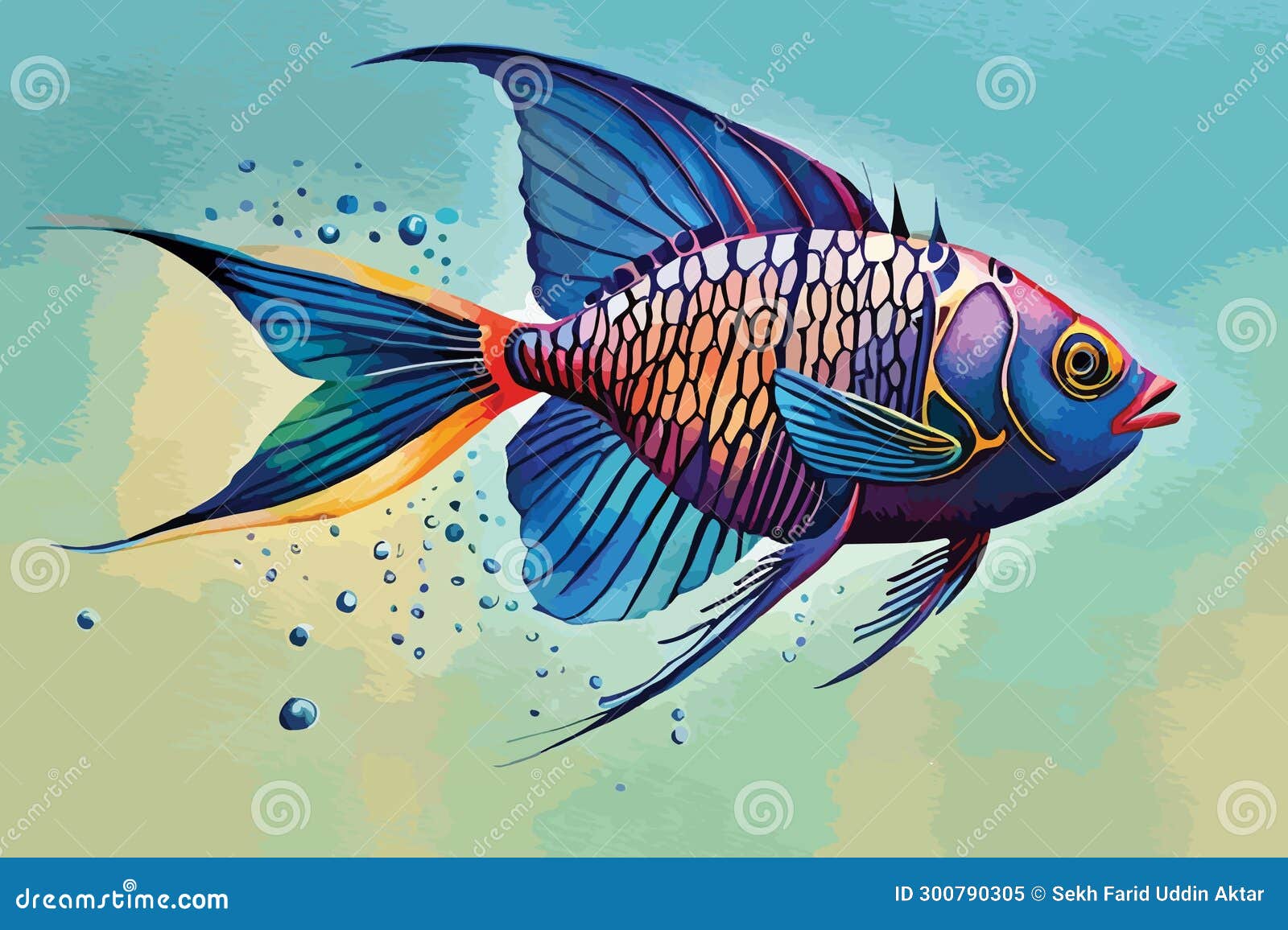 Angelfish Watercolor Art and Illustration Created with AI Use Any Kinds ...