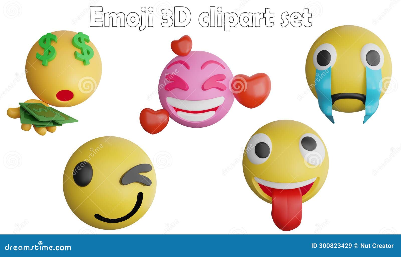 Emoji Clipart Element ,3D Render Emoji And Emoticon Concept Isolated On ...
