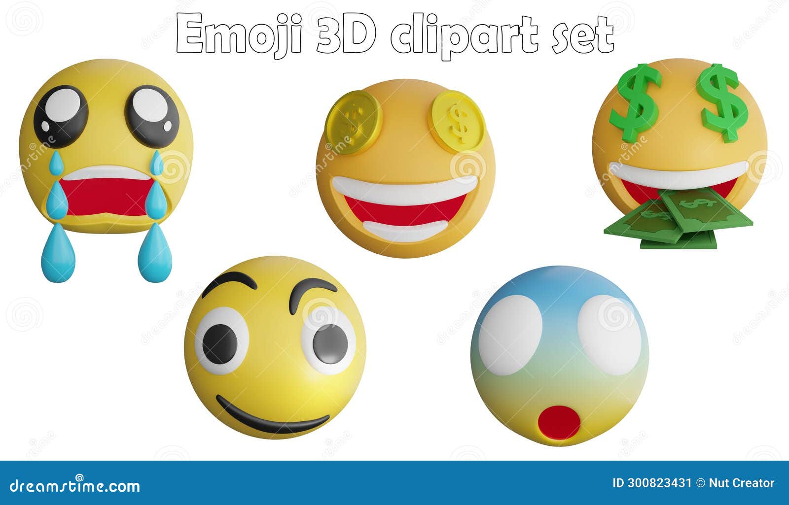 Emoji Clipart Element ,3D Render Emoji And Emoticon Concept Isolated On ...