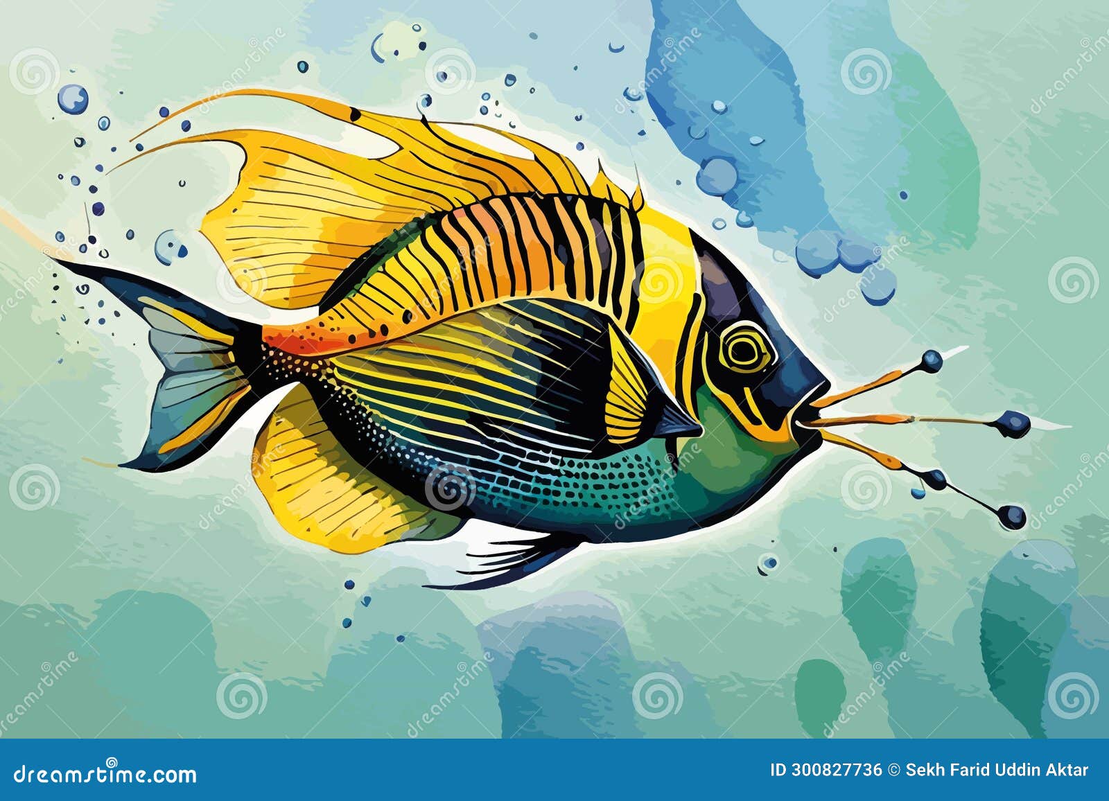 Butterfly Fish Watercolor Art and Illustration Created with AI Use Any ...