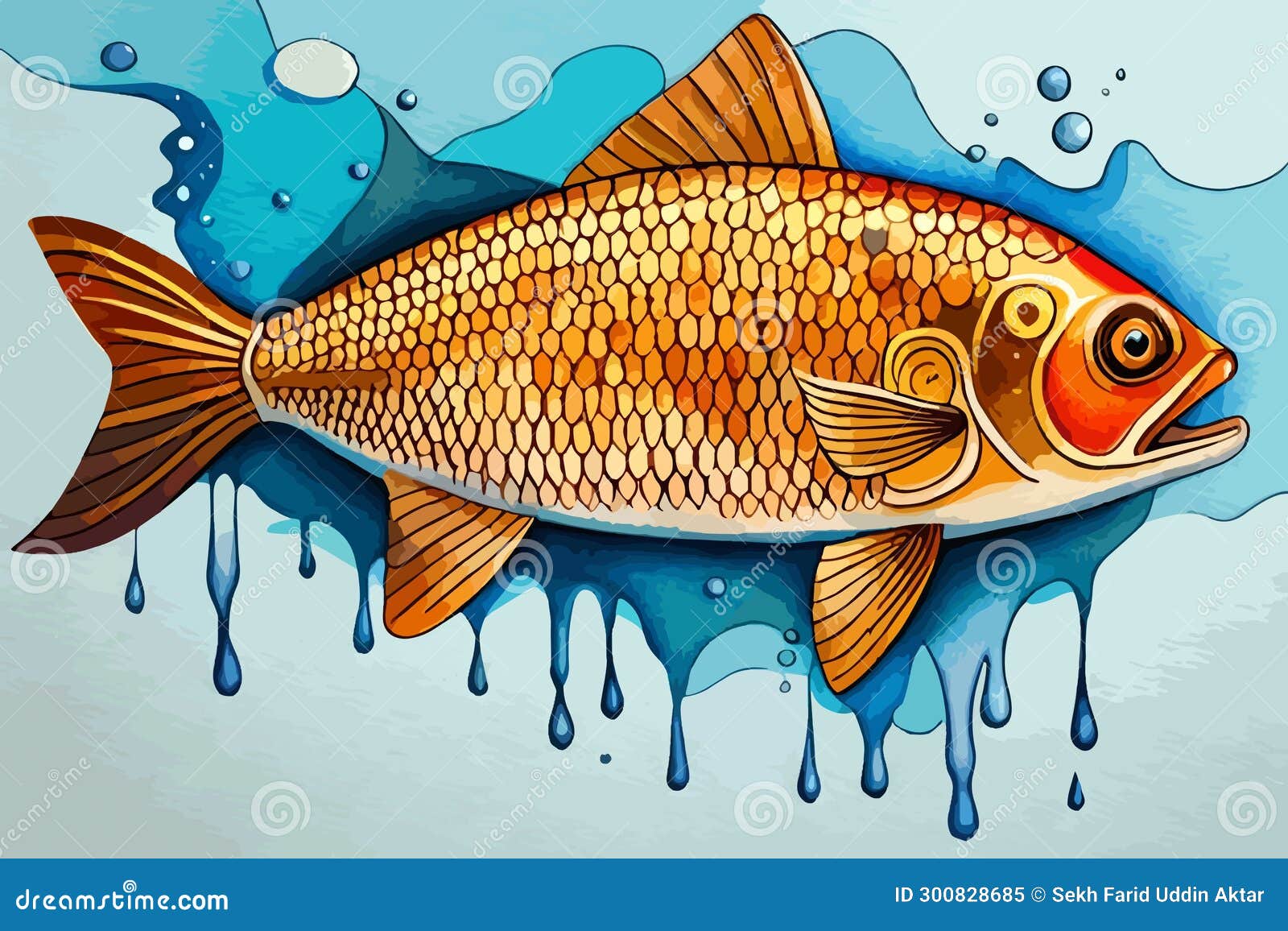 Carp Fish Watercolor Art and Illustration Created with AI Use Any Kinds ...