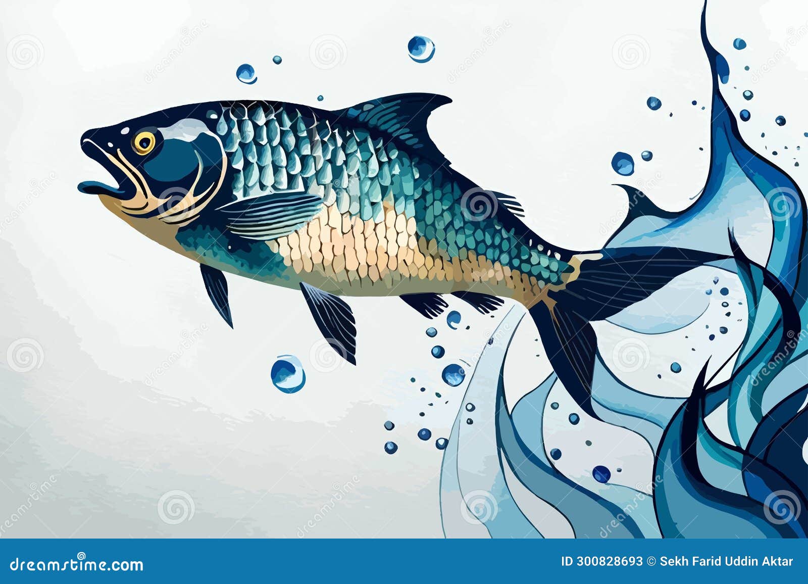 Carp Fish Watercolor Art and Illustration Created with AI Use Any Kinds ...