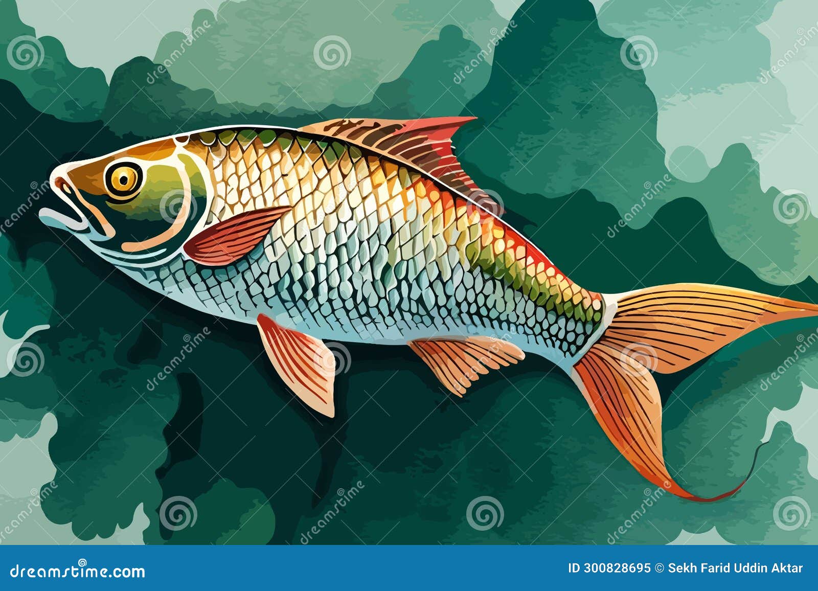 Carp Fish Watercolor Art and Illustration Created with AI Use Any Kinds ...