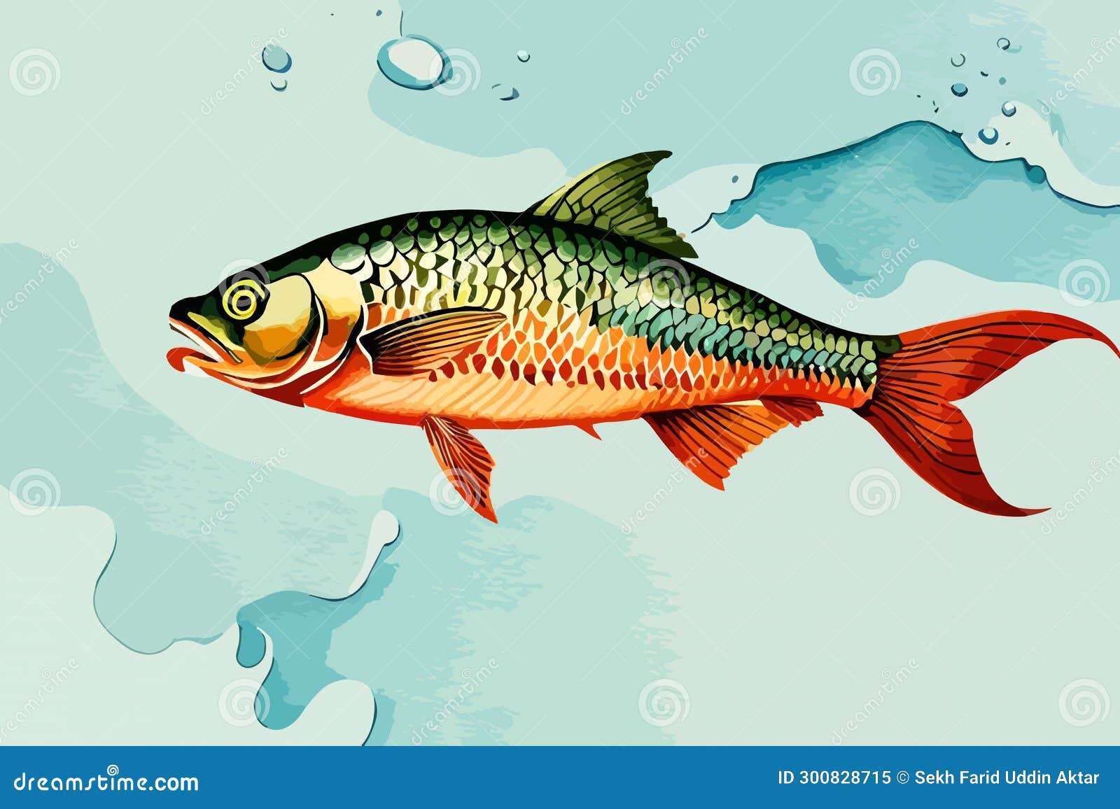 Carp Fish Watercolor Art and Illustration Created with AI Use Any Kinds ...
