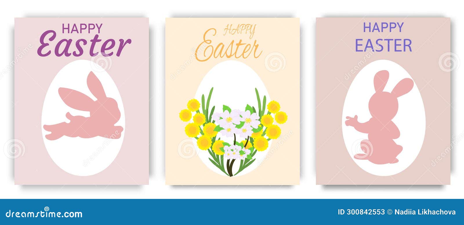 Set of Happy Easter Banners Stock Vector - Illustration of cute, symbol: 300842553