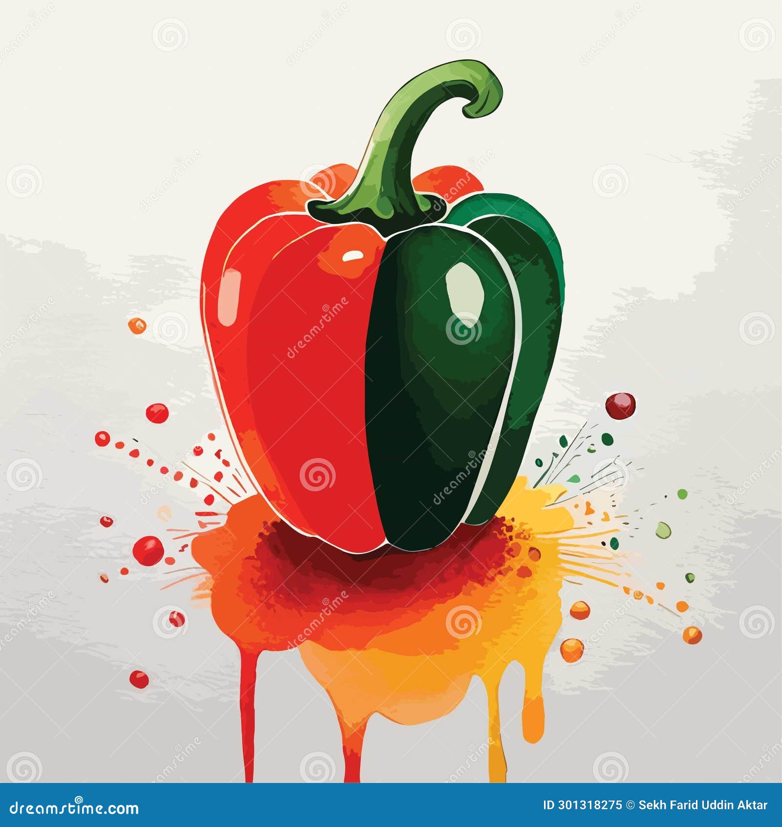 Capsicum Watercolor Art & Illustration on Nice Background AI Genereted ...