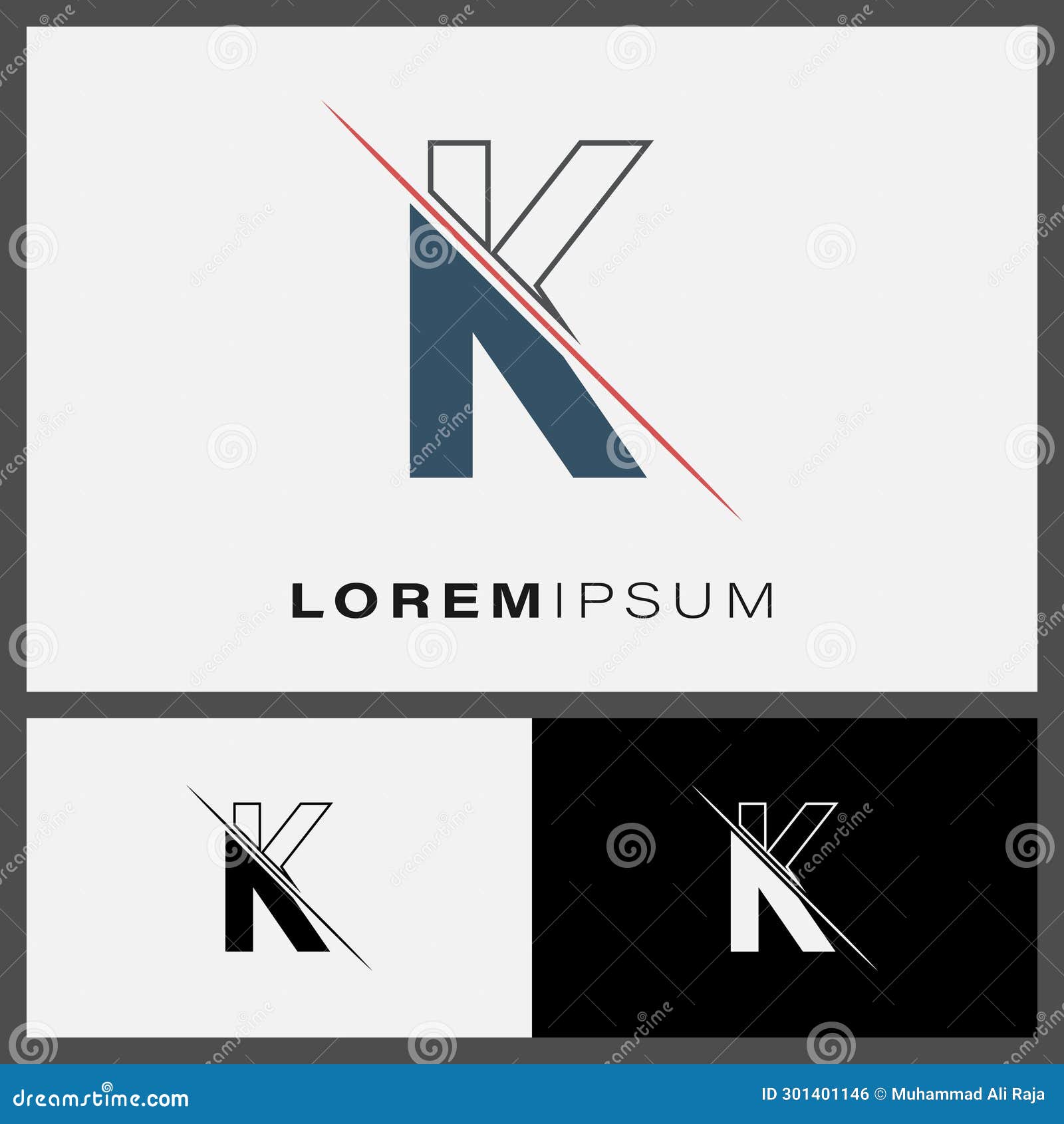 Letter K Cutting Logo Icon with Line Cut in the Middle. Creative Alphabet K Monogram Logo Design ...