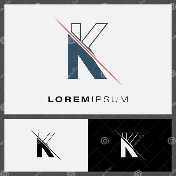 Letter K Cutting Logo Icon with Line Cut in the Middle. Creative ...