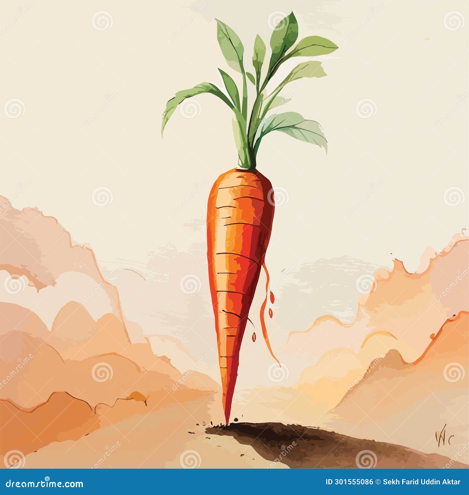 Carrot Watercolor Art & Illustration on Nice Background AI Genereted ...