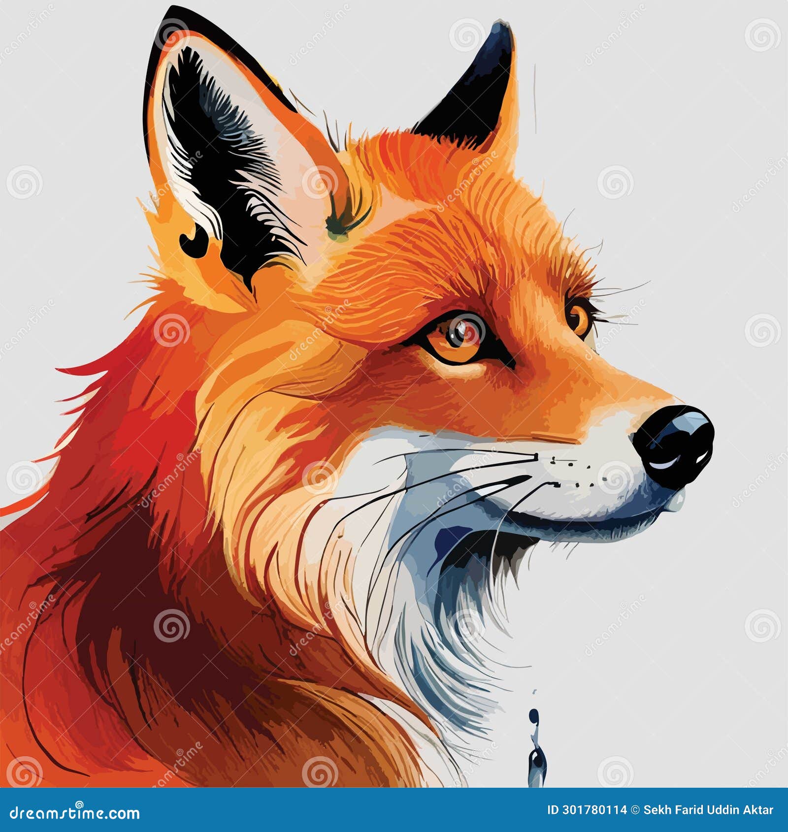 A Vibrant Watercolor Fox Illustration, Watercolor Illustration a Fox ...