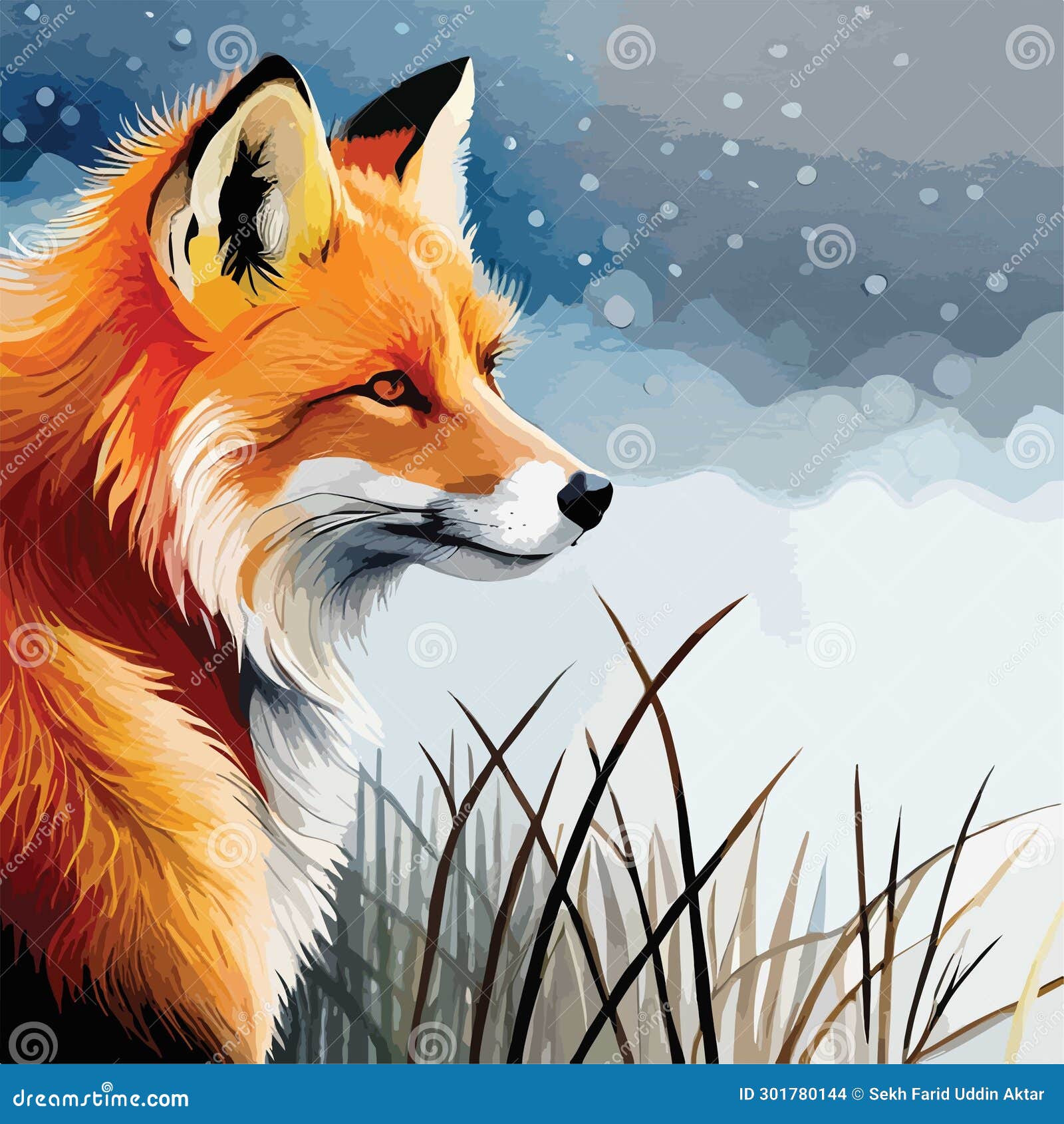 A Vibrant Watercolor Fox Illustration, Watercolor Illustration a Fox ...