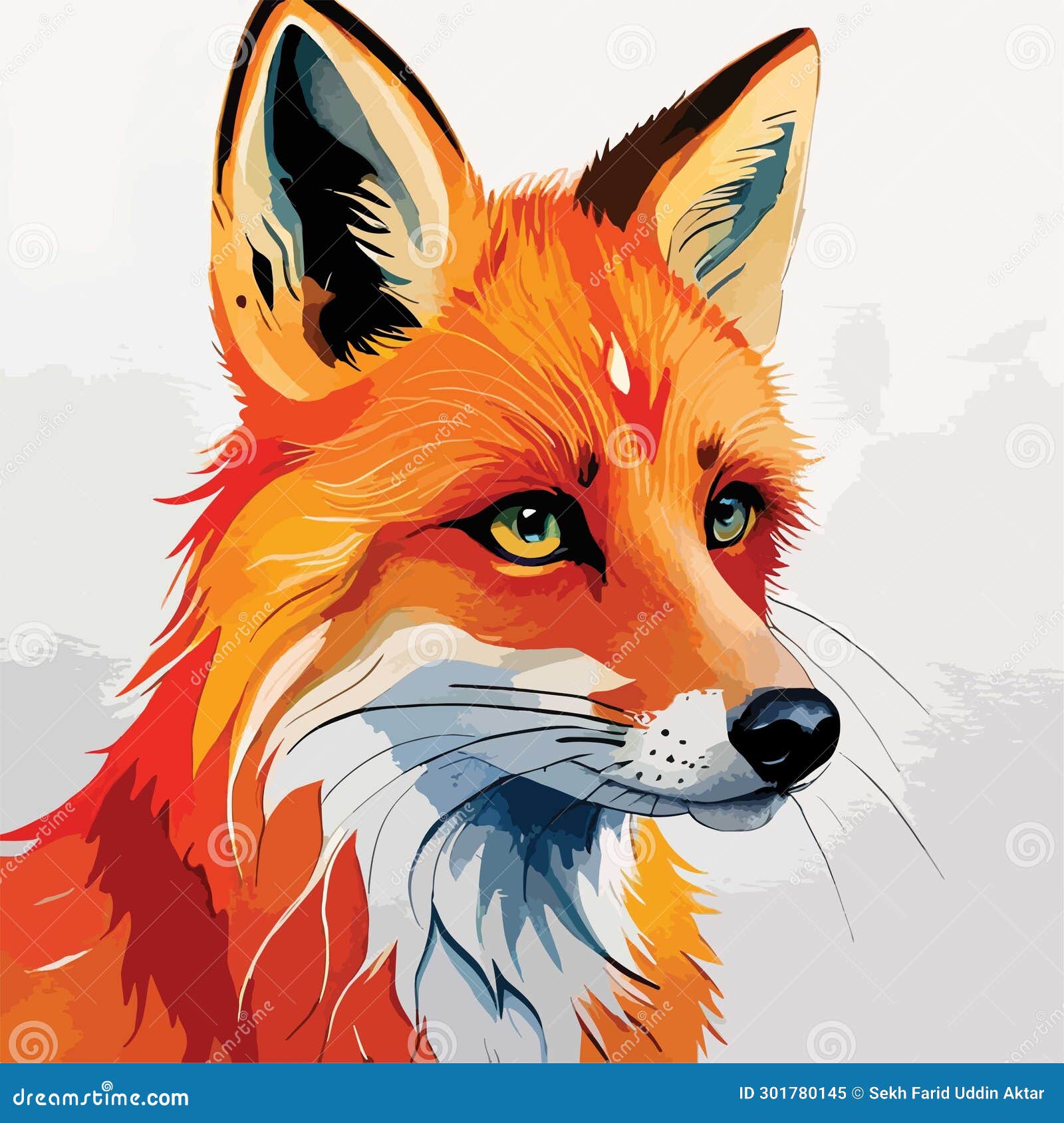 A Vibrant Watercolor Fox Illustration, Watercolor Illustration a Fox ...