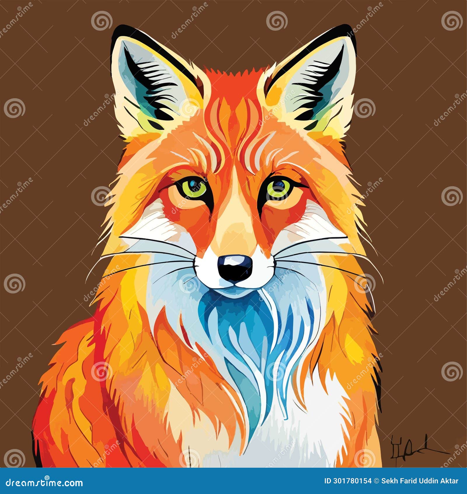 A Vibrant Watercolor Fox Illustration, Watercolor Illustration a Fox ...