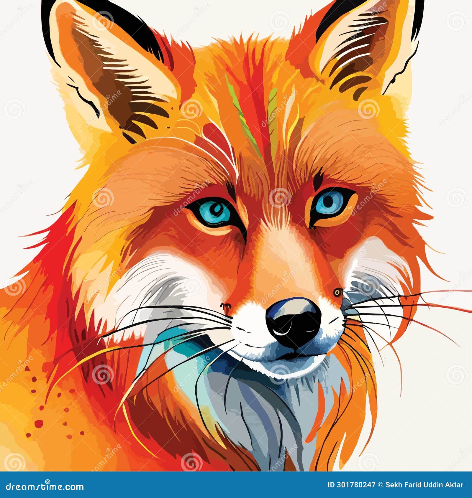 A Vibrant Watercolor Fox Illustration, Watercolor Illustration a Fox ...