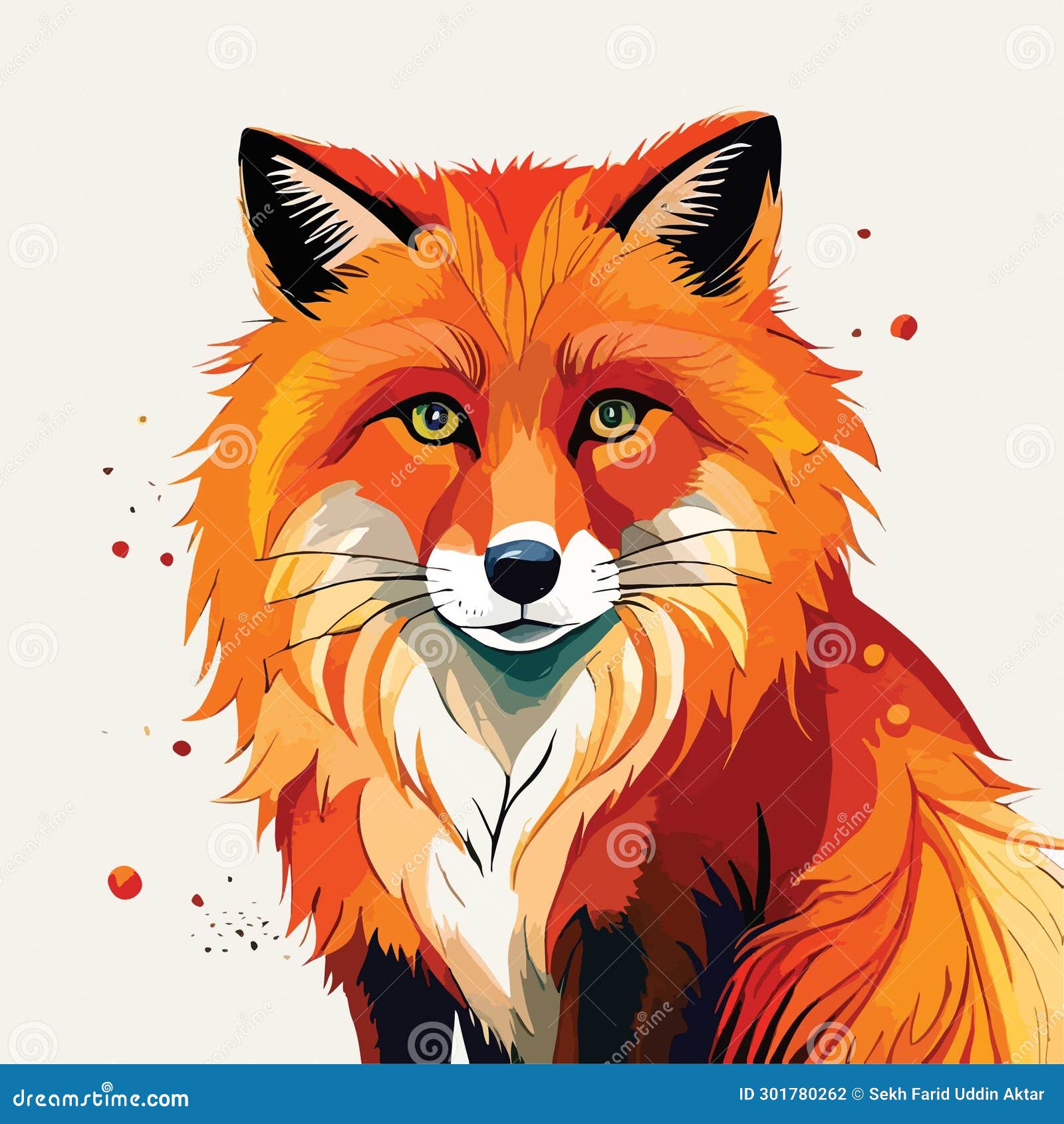 A Vibrant Watercolor Fox Illustration, Watercolor Illustration a Fox ...