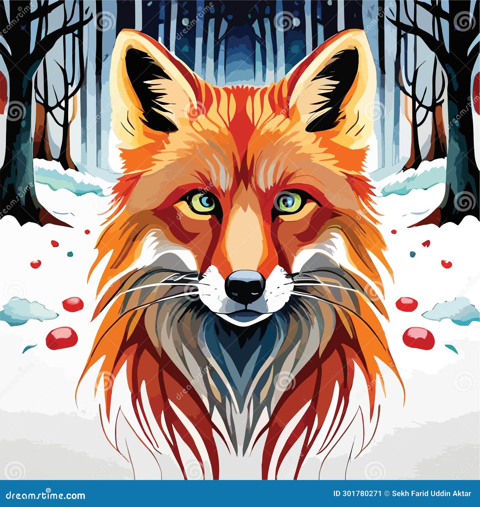 A Vibrant Watercolor Fox Illustration, Watercolor Illustration a Fox ...