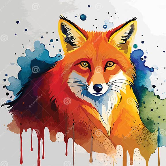 A Vibrant Watercolor Fox Illustration, Watercolor Illustration a Fox ...
