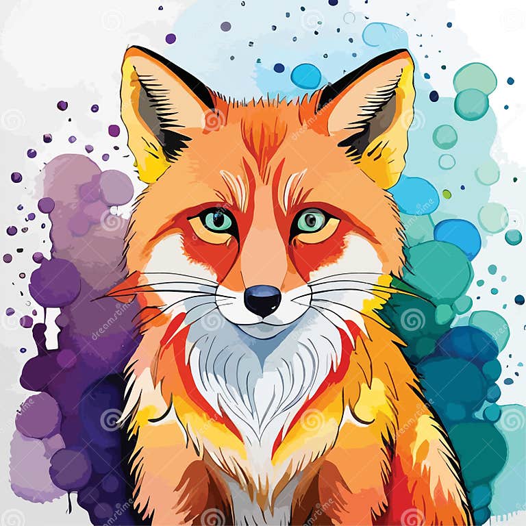 A Vibrant Watercolor Fox Illustration, Watercolor Illustration a Fox ...