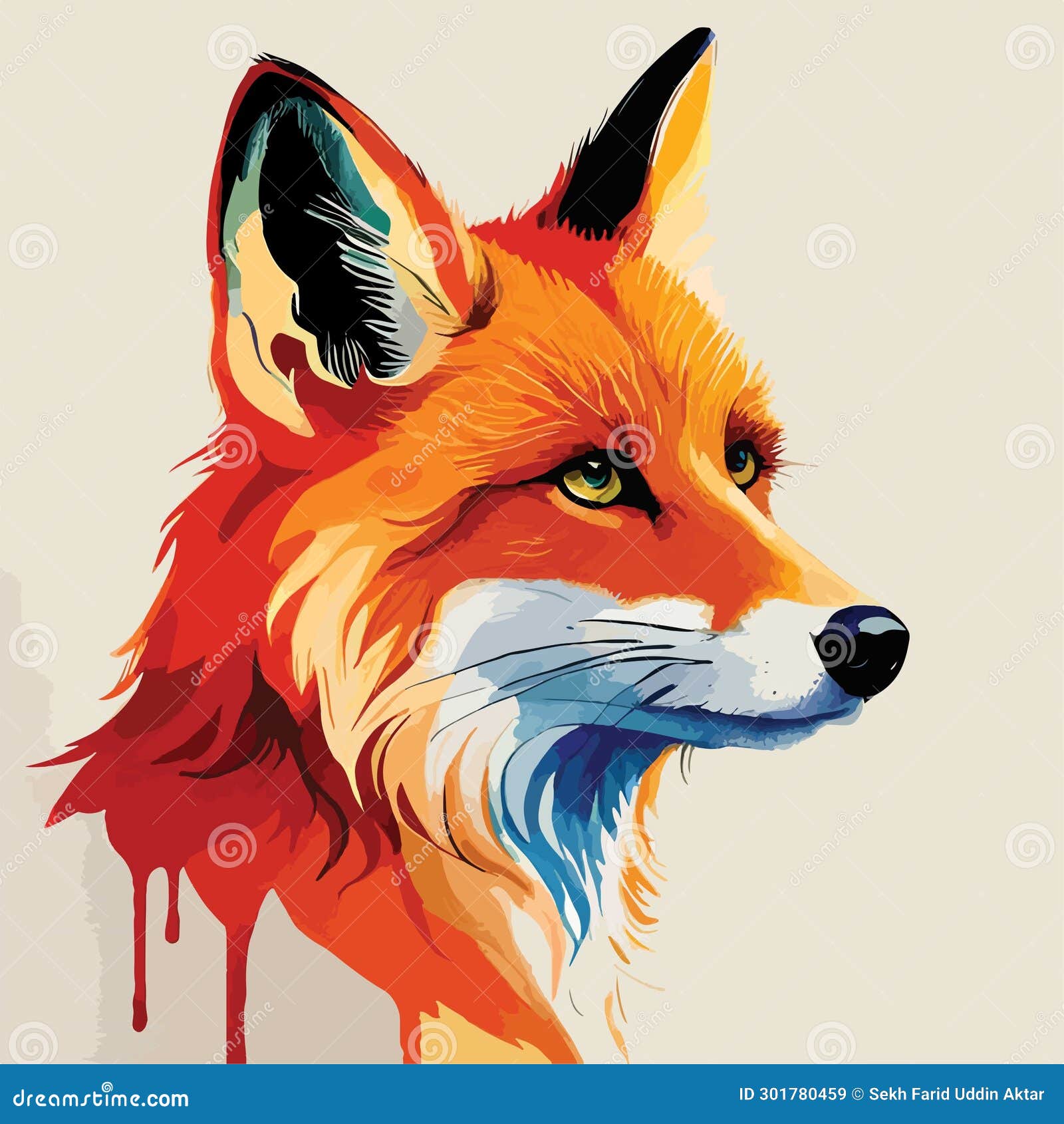 A Vibrant Watercolor Fox Illustration, Watercolor Illustration a Fox ...
