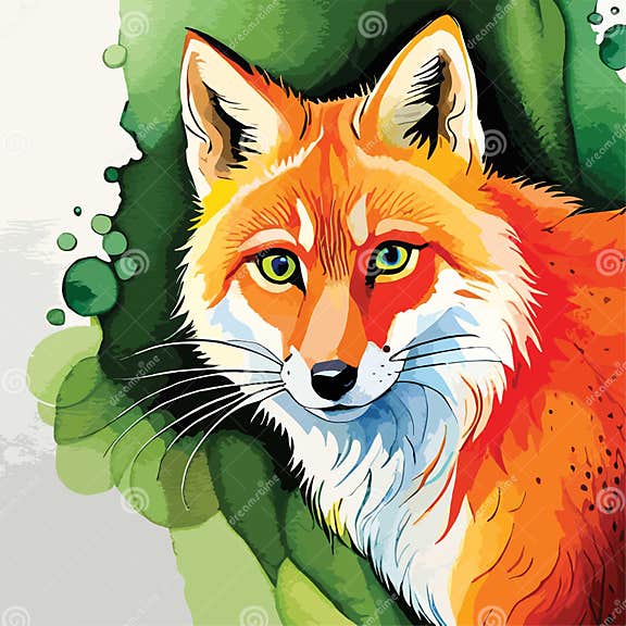 A Vibrant Watercolor Fox Illustration, Watercolor Illustration a Fox ...