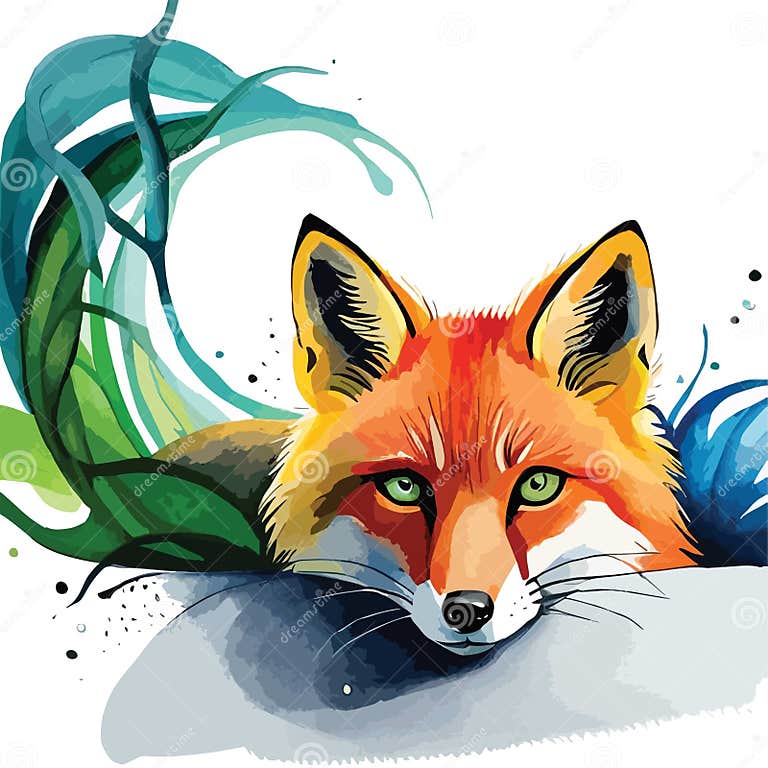 A Vibrant Watercolor Fox Illustration, Watercolor Illustration a Fox ...