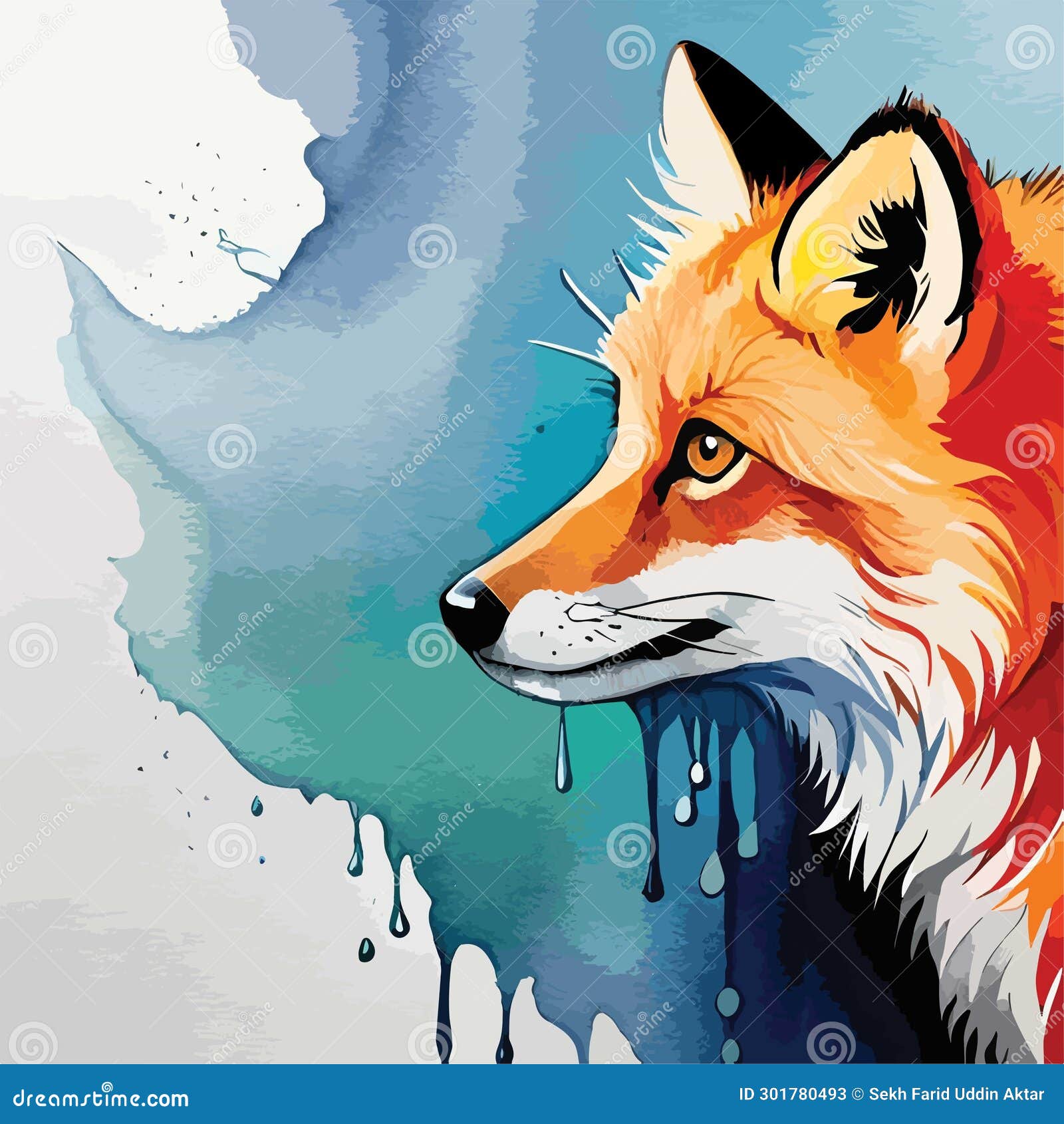 A Vibrant Watercolor Fox Illustration, Watercolor Illustration a Fox ...