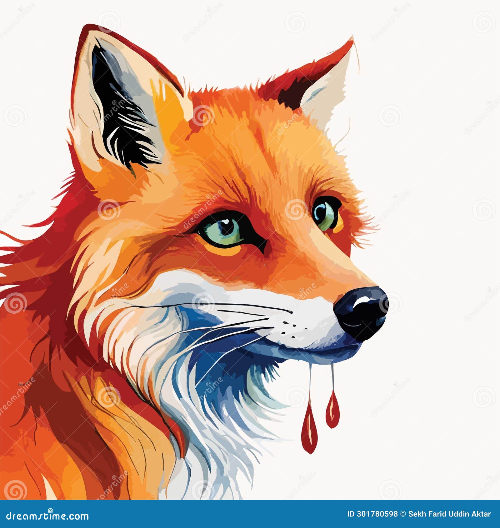 A Vibrant Watercolor Fox Illustration, Watercolor Illustration a Fox ...