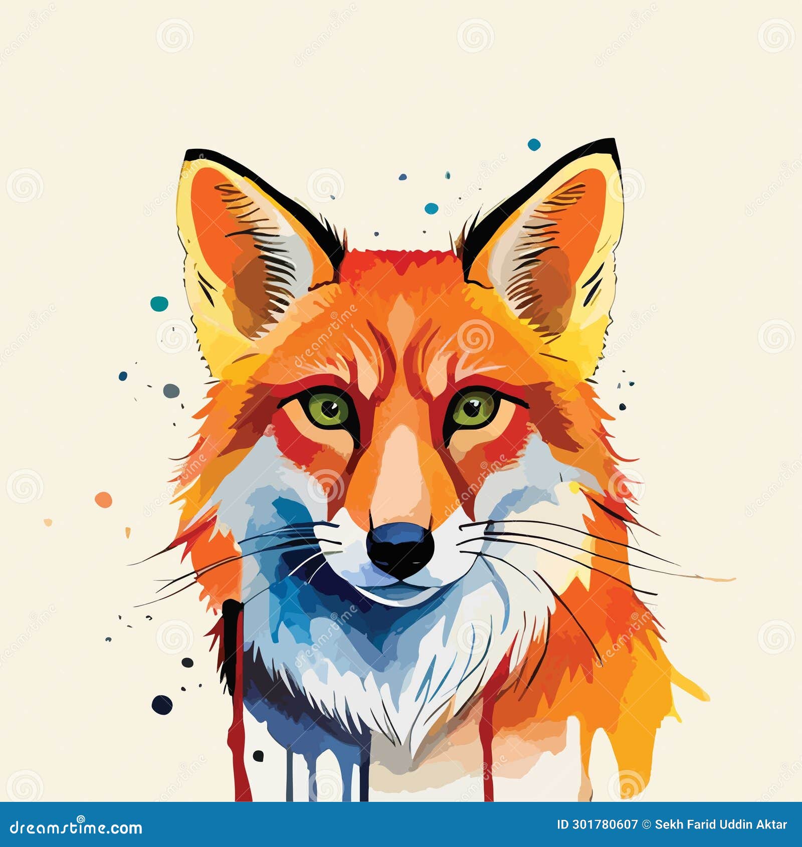 A Vibrant Watercolor Fox Illustration, Watercolor Illustration a Fox ...