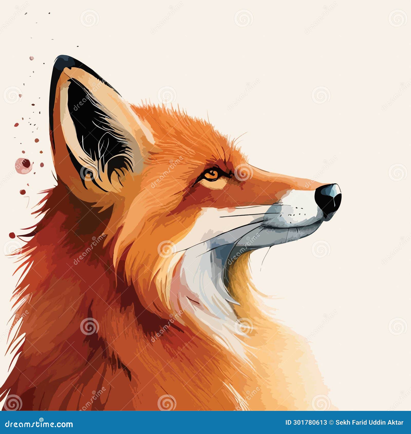 A Vibrant Watercolor Fox Illustration, Watercolor Illustration a Fox ...