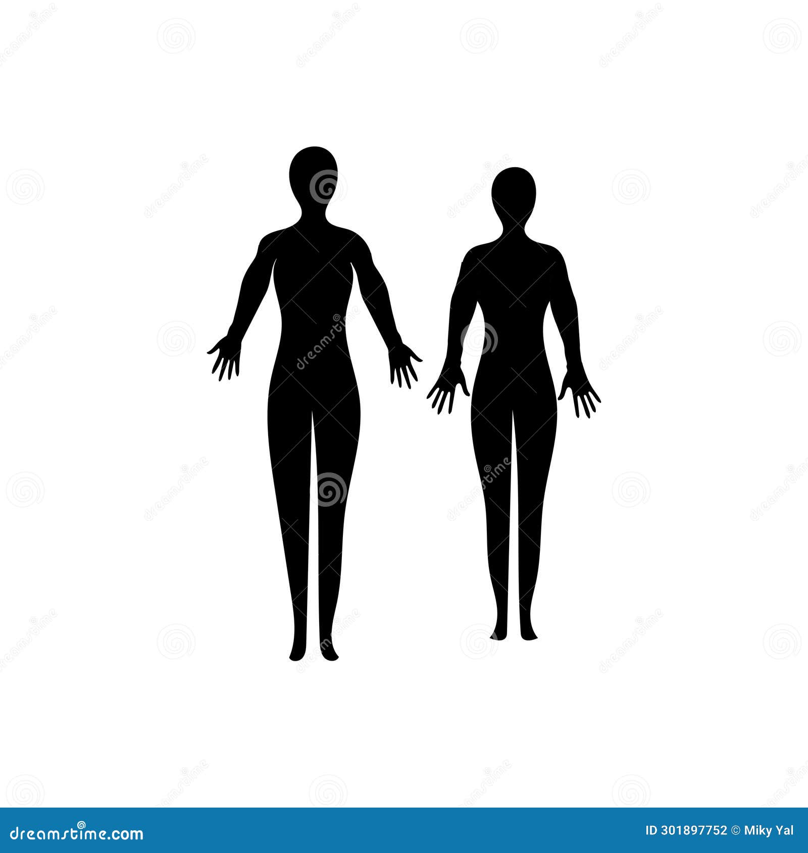 Human Full Body Icon Illustrations . Black Silhouettes of Men and Women ...