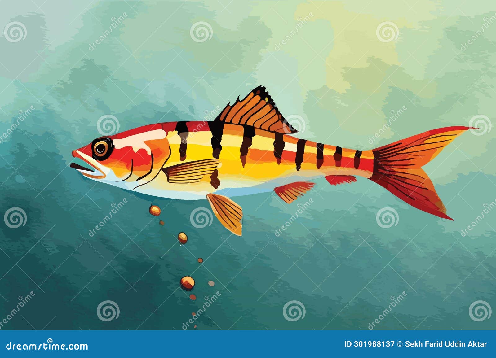 Goby Fish Watercolor Vector Art Illustration.fishes in Digital AI ...