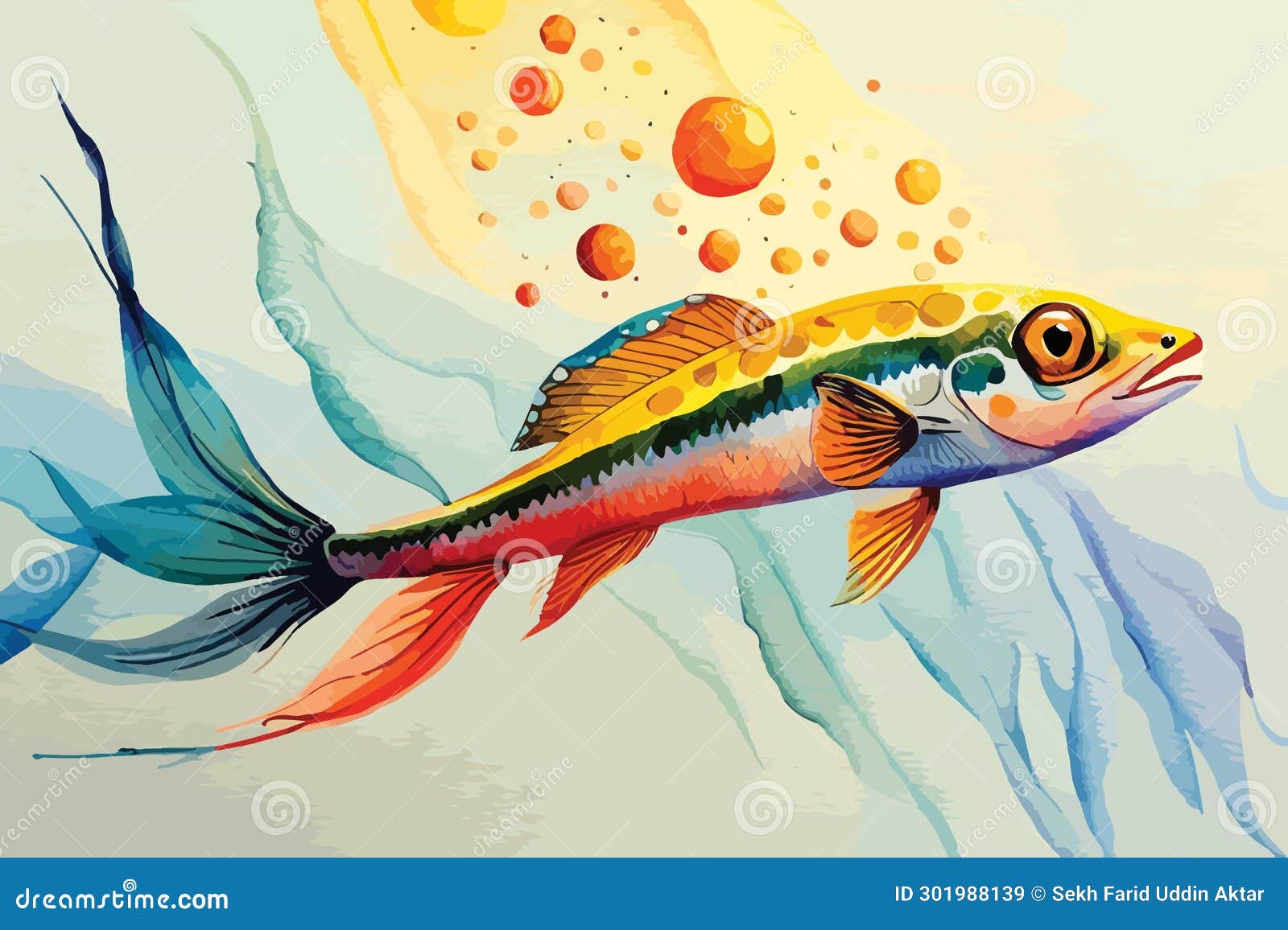 Goby Fish Watercolor Vector Art Illustration.fishes in Digital AI ...