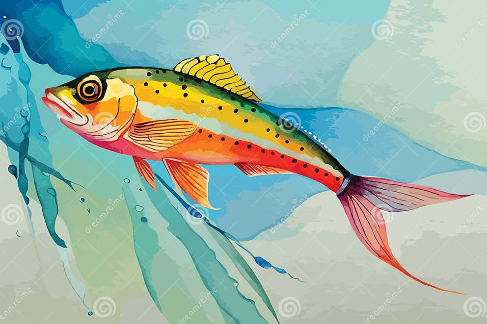 Goby Fish Watercolor Vector Art Illustration.fishes in Digital AI ...