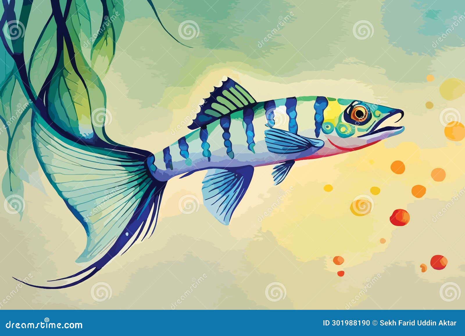 Watercolor Goby Clipart With White Background Stock Photo ...