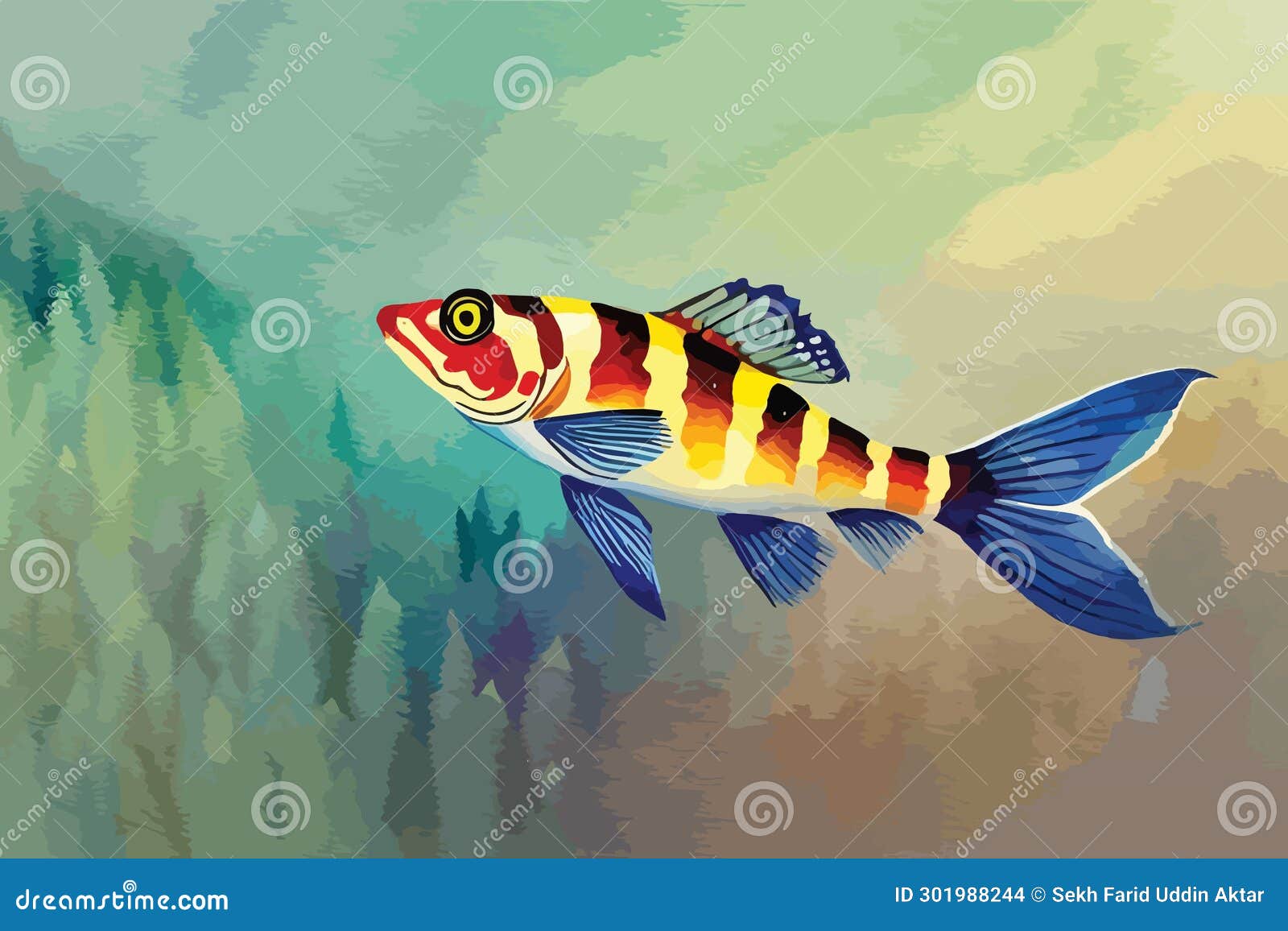 Goby Fish Watercolor Vector Art Illustration.fishes in Digital AI ...