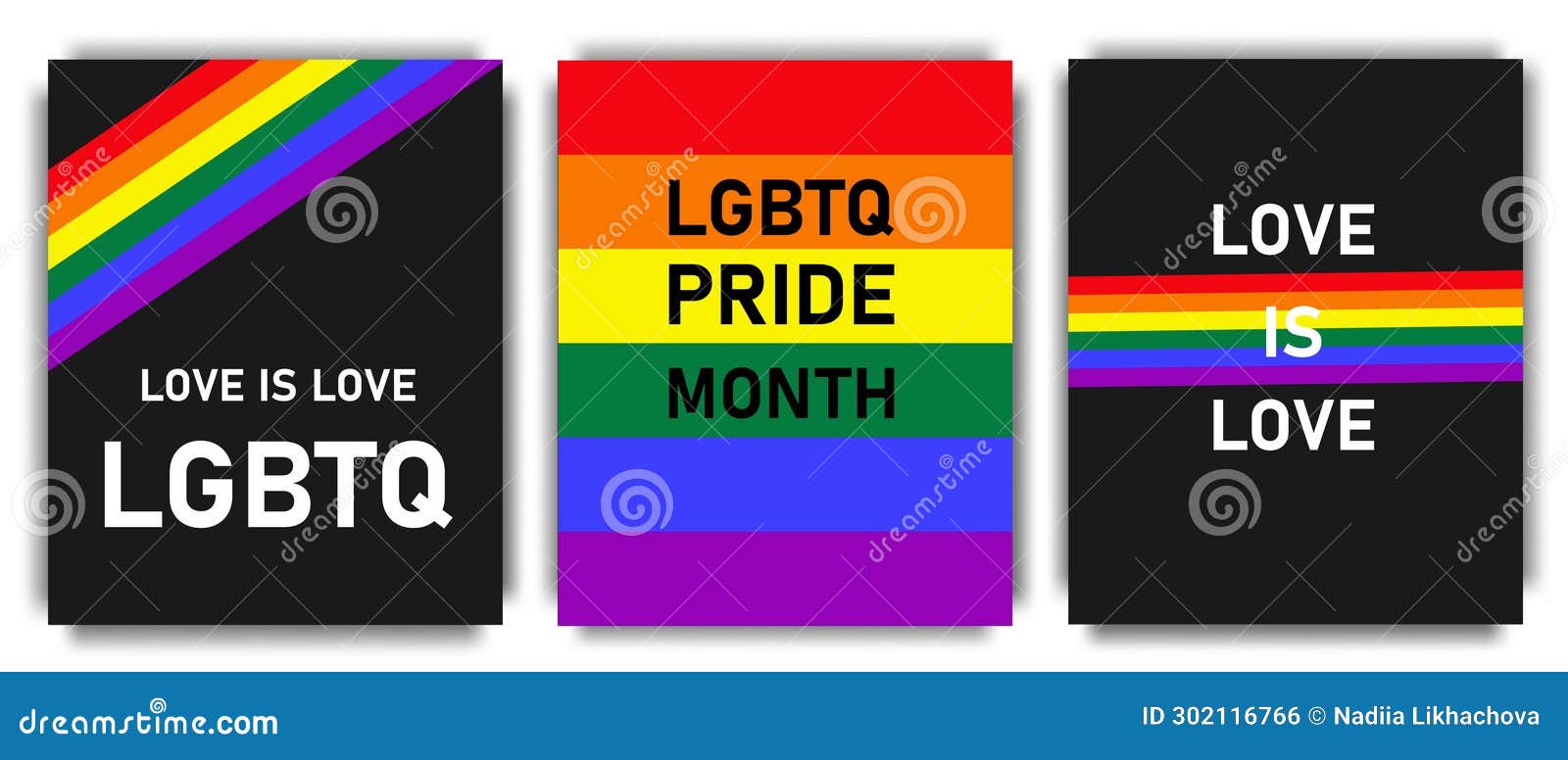 Set of Abstract Posters with Rainbow and LGBT Symbol. Stock Vector ...
