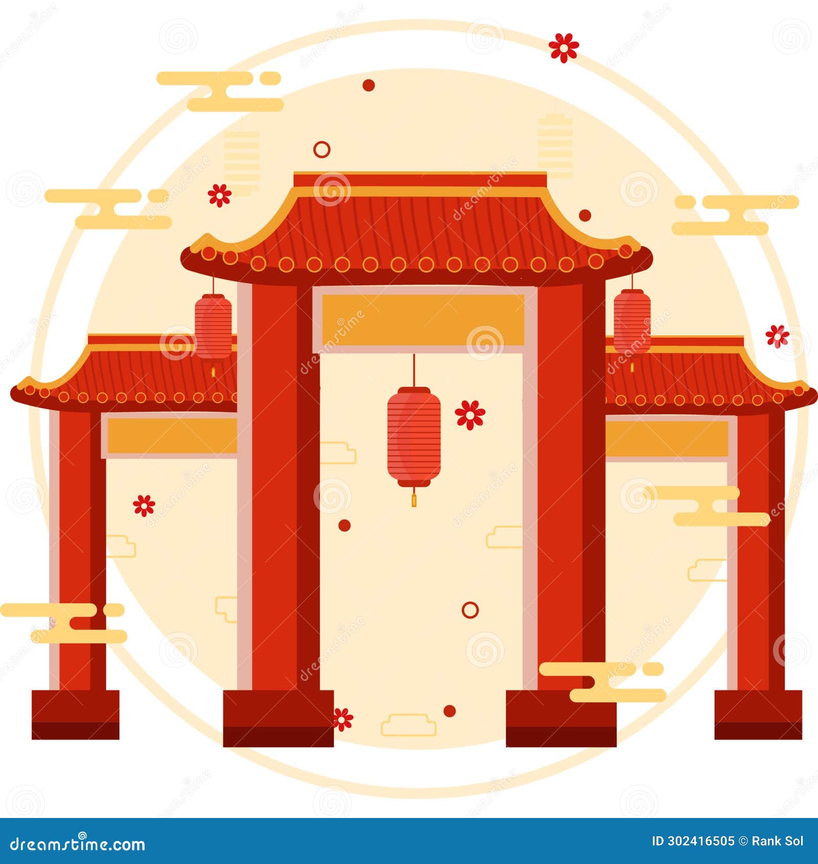 Chinese Gate Illustration stock vector. Illustration of architecture ...
