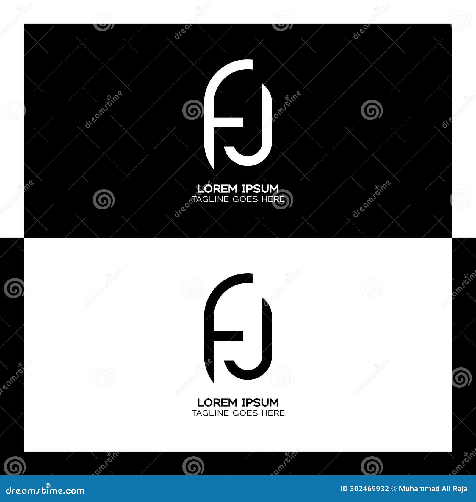 FJ Initial Letters Linked Elegant Logo. Letter F and J Pattern Design ...