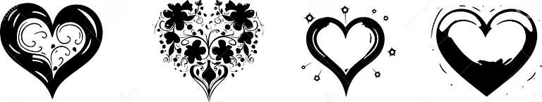 Modern Romance: Clean and Crisp Heart Silhouettes Vector Set Stock ...